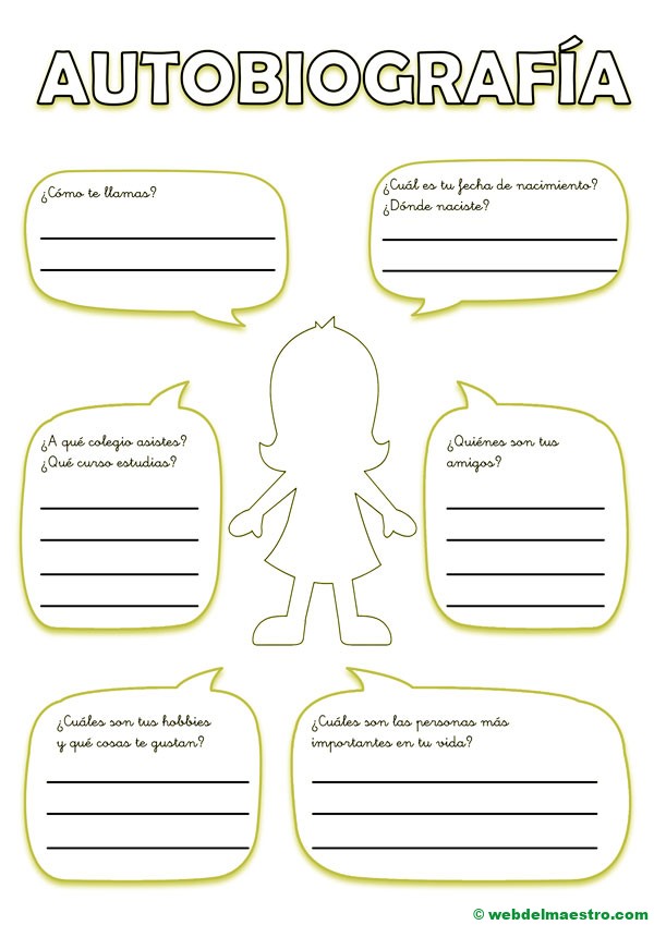 Como hacer una autobiografía para niños | Plantillas | Web del Maestro
