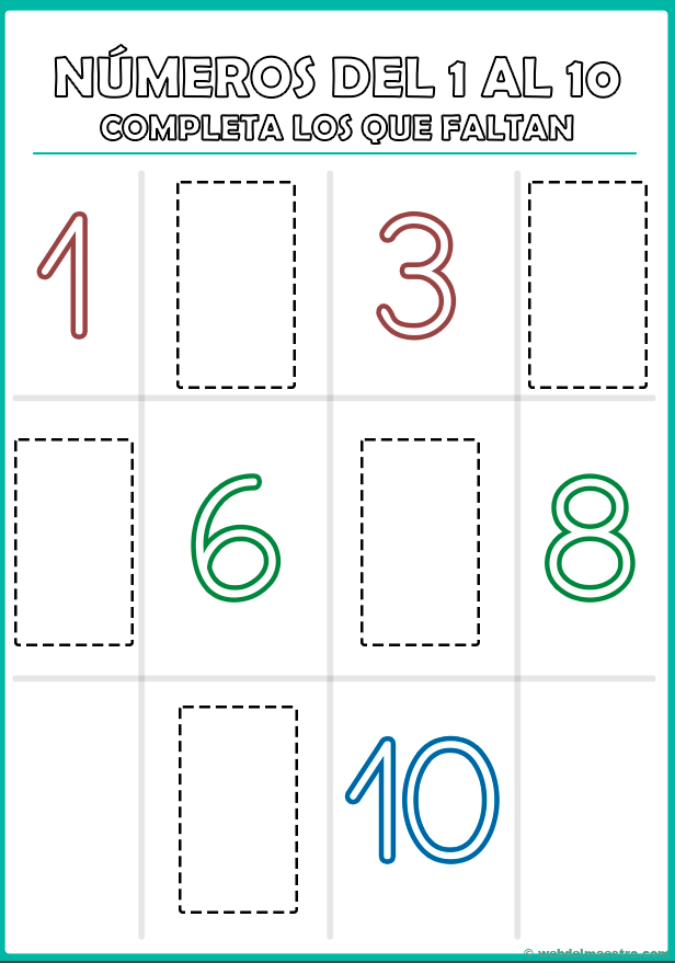 Números del 1 al 10 para imprimir en PDF + fichas | Web del Maestro
